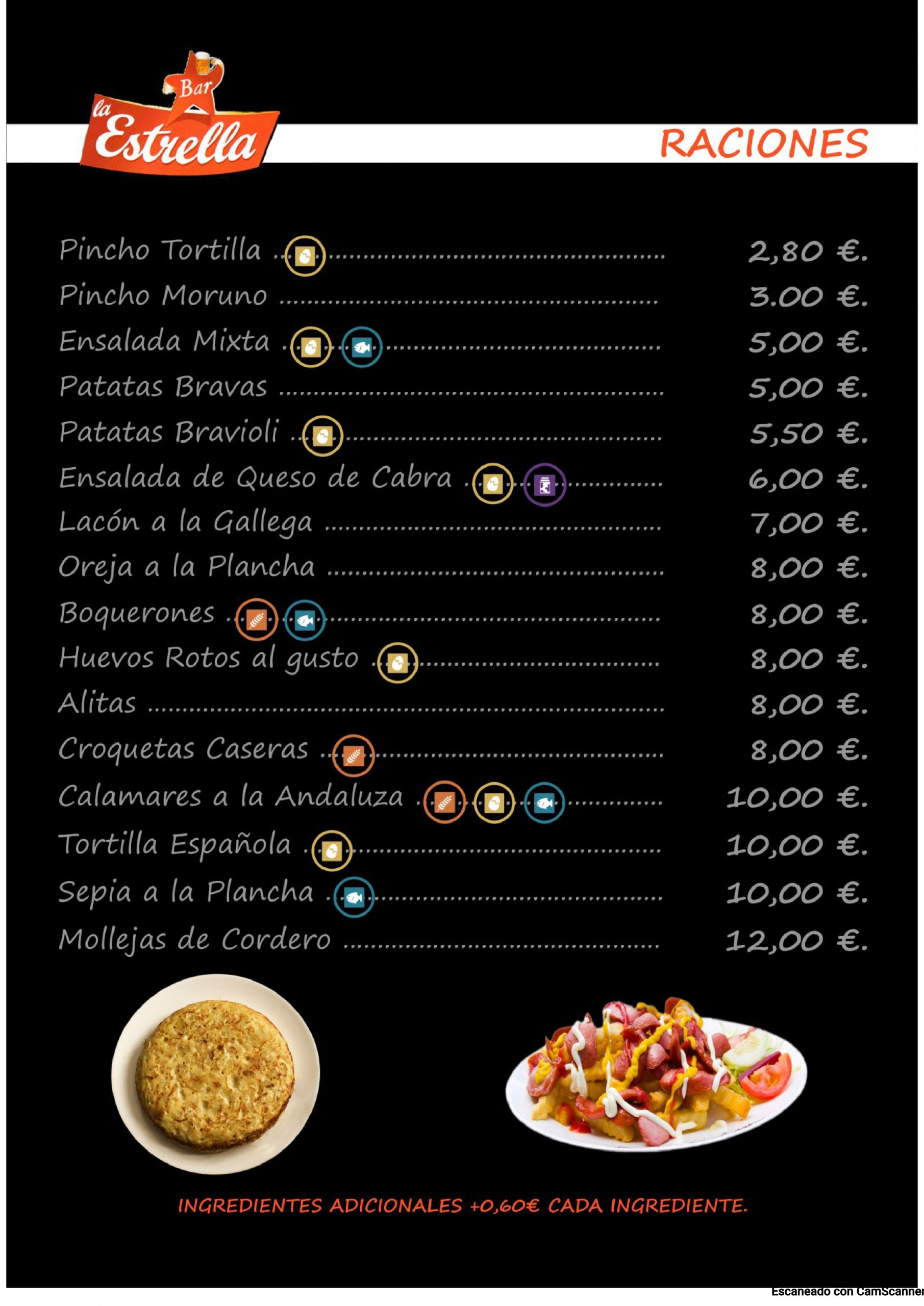 CARTA EN QR DEL BAR LA ESTRELLA EN SANTA CRUZ DE RETAMAR